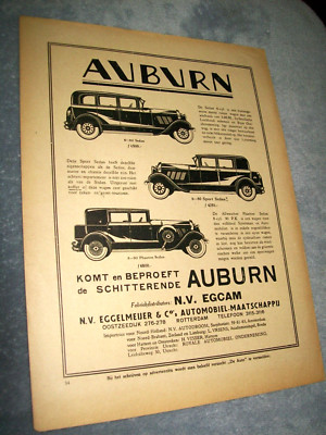 1929 Auburn Dutch language mag car ad -Rotterdam dealer -made in Auburn ...
