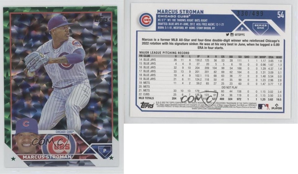 2023 Topps Series 1 Green Foil 330/499 Marcus Stroman #54 0st9 | eBay