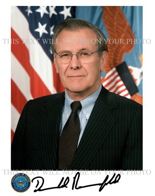 DONALD RUMSFELD SIGNED AUTOGRAPH 8X10 RPT PHOTO LEGENDARY SECRETARY OF ...