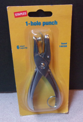 Staples 1-Hole Paper Punch w/ 6 Sheet Capacity Silver NIP 146308 New ...