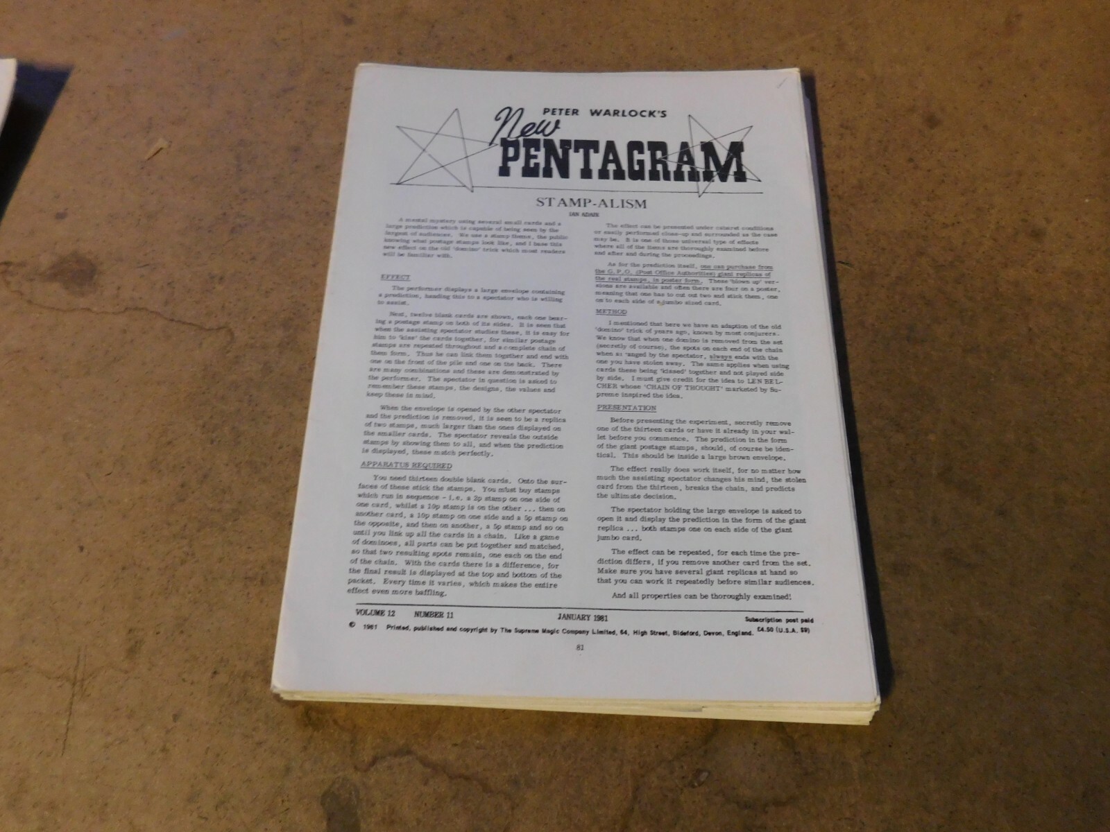 Peter Warlock's New Pentagram Magic Magazine Bulletin 14 Issues 1981 ...