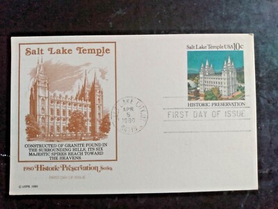 SALT LAKE CITY MORMON TEMPLE 1980 fleetwood CACHET FD CARD UNADDR | eBay