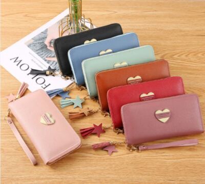 Ladies Heart Leather Wallet Long Zip Purse Card Phone Holder Case ...