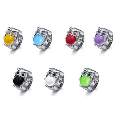 7Pcs Men Women Owl Finger Watch Flip-Open Case Elastic Quartz Analog ...