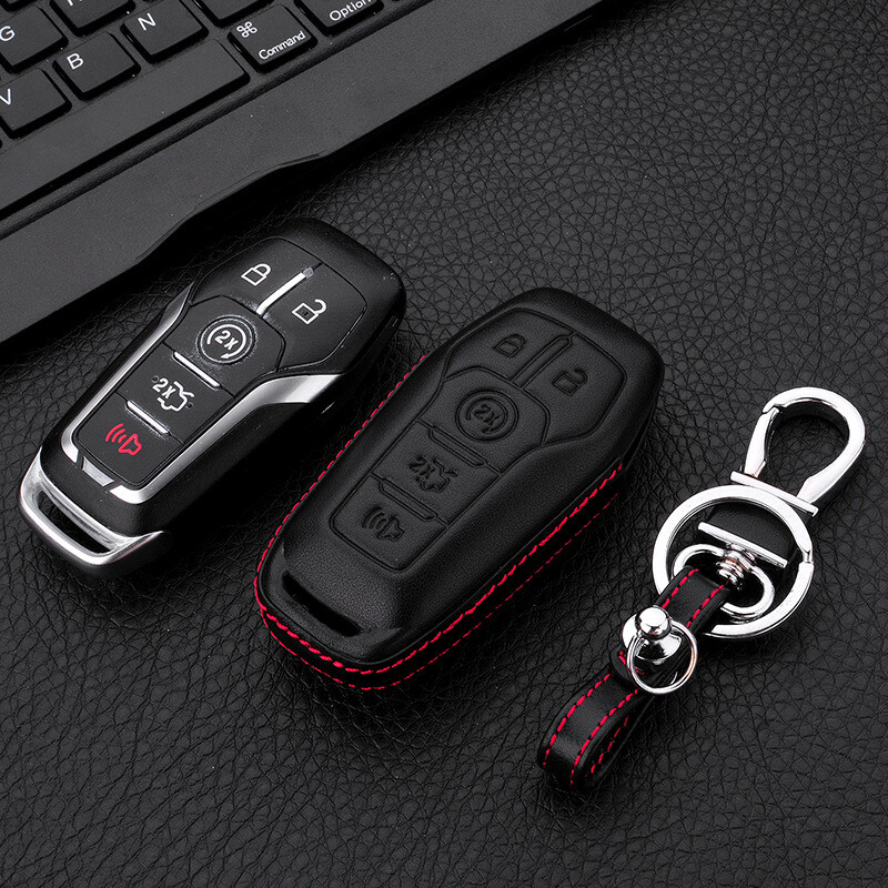 For Ford Mustang 5 Button CAR Remote Fob Bag PU Leather Car Key Cover ...
