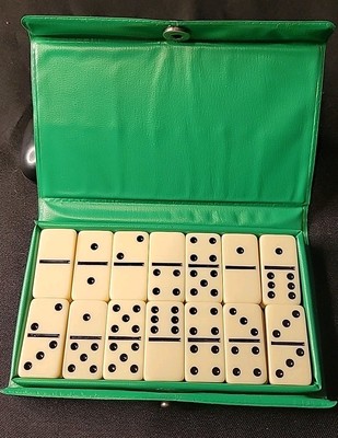 Vintage Miniature Domino Set, 28 Piece Green Snap Closure Case Vinyl | eBay