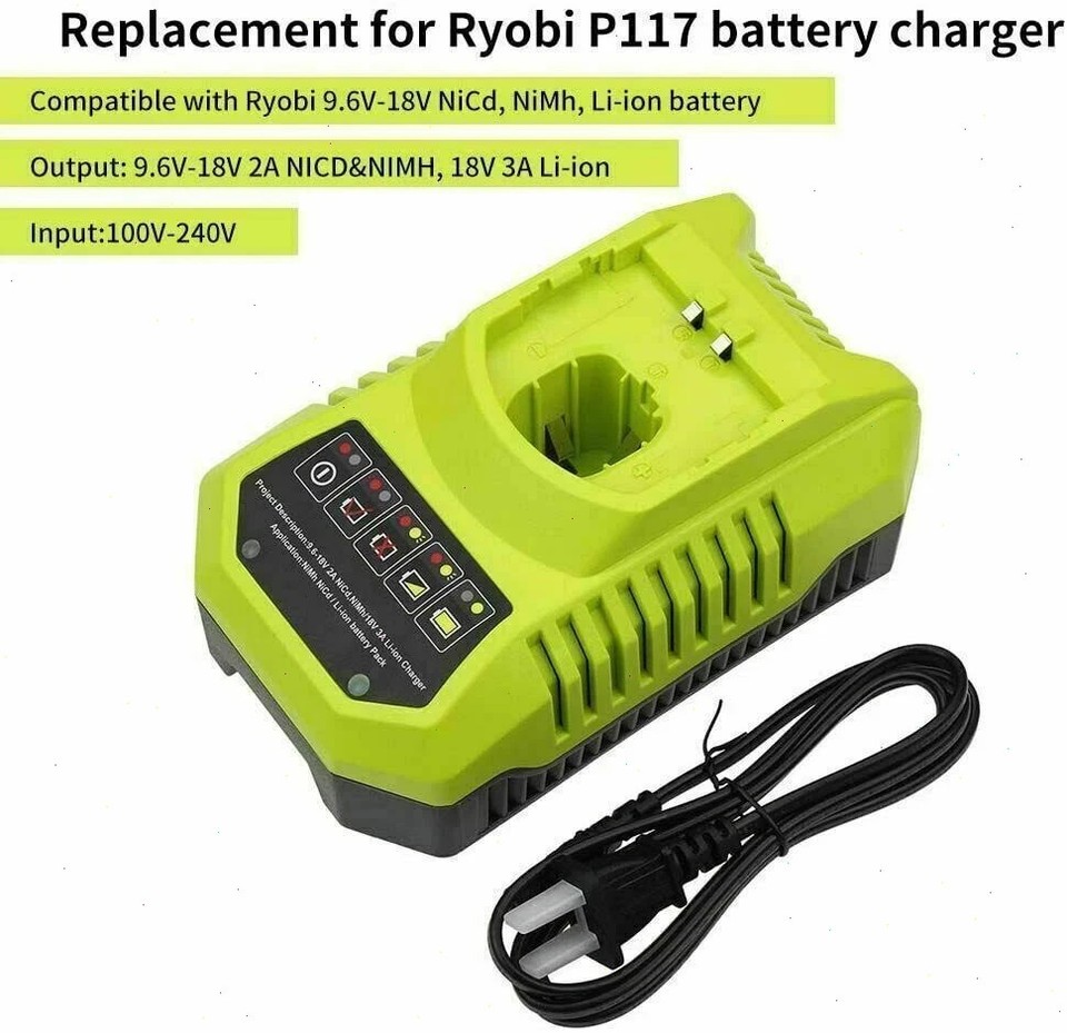 2-Pack 18V 3.6Ah Ni-MH Battery or Charger For Ryobi P100 13022 ABP1801 ...
