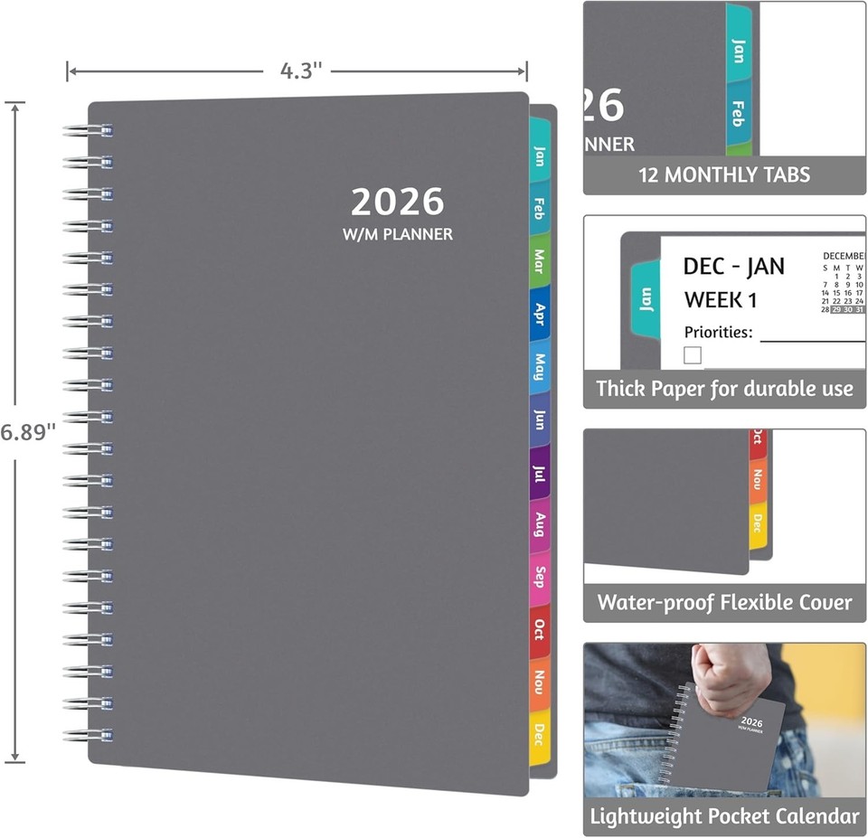 2026 Planner, Weekly ＆ Monthly Planner 2026, Jan 2026 – Dec 2026, 4.3 ...