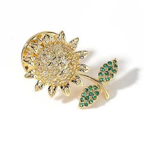 Trendy Shiny Rhinestone Sunflower Brooches Anti-light Buckle Brooch ...