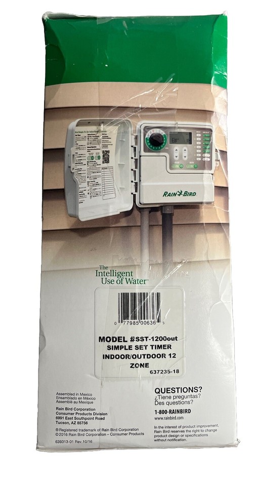 Rain Bird SST-1200OUT Indoor/Outdoor Sprinkler/Irrigation Timer, 12 ...
