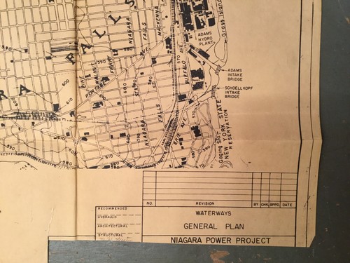 Vintage Niagara Falls Waterway Power Project Map Plan New York Travel ...