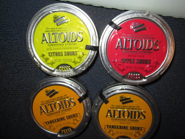 Altoids Sours (4 Sealed Tins) two Tangerine, one Citrus and one Apple ...
