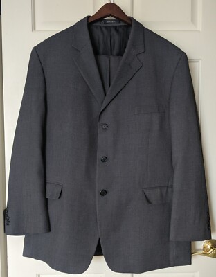 Mazzoni 46R 3 Button 2 piece Gray Black Suit Blazer Sport jacket Coat ...