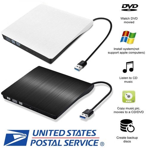 Slim External USB 3.0 CD DVD RW ROM Writer Drive Burner Reader Player ...
