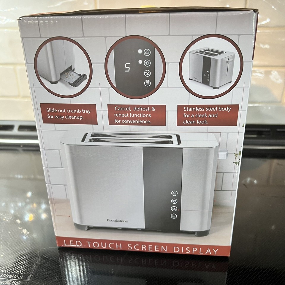Brookstone Stainless Steel Touch Screen LED Display 2 Slice Toaster ...