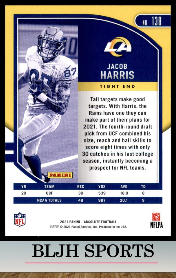 2021 Panini Absolute #138 Jacob Harris RC Los Angeles Rams | eBay