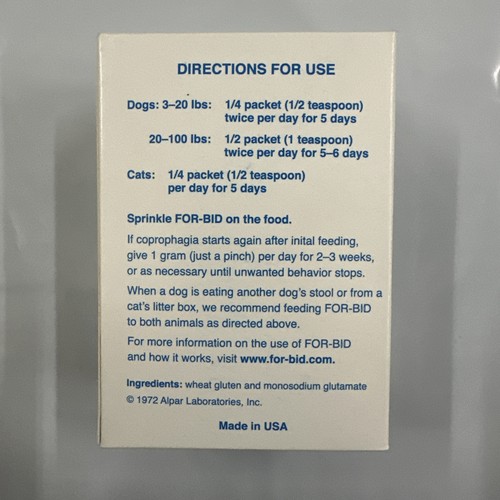For-Bid Coprophagia Deterrent for Dogs – Stops Stool Eating, 12 Packets ...
