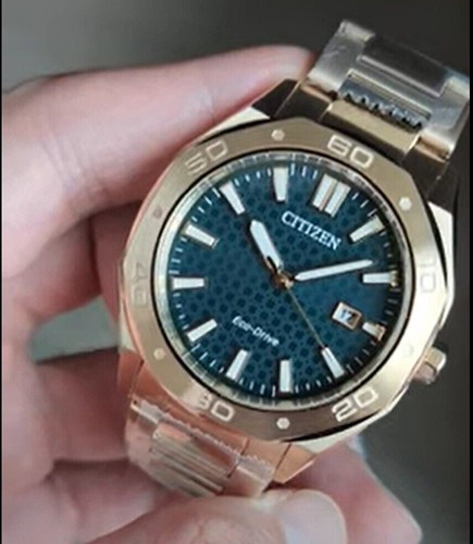 Citizen Eco-Drive BM7633-81X Green Analog Rose Gold Tone Octagonal Men ...