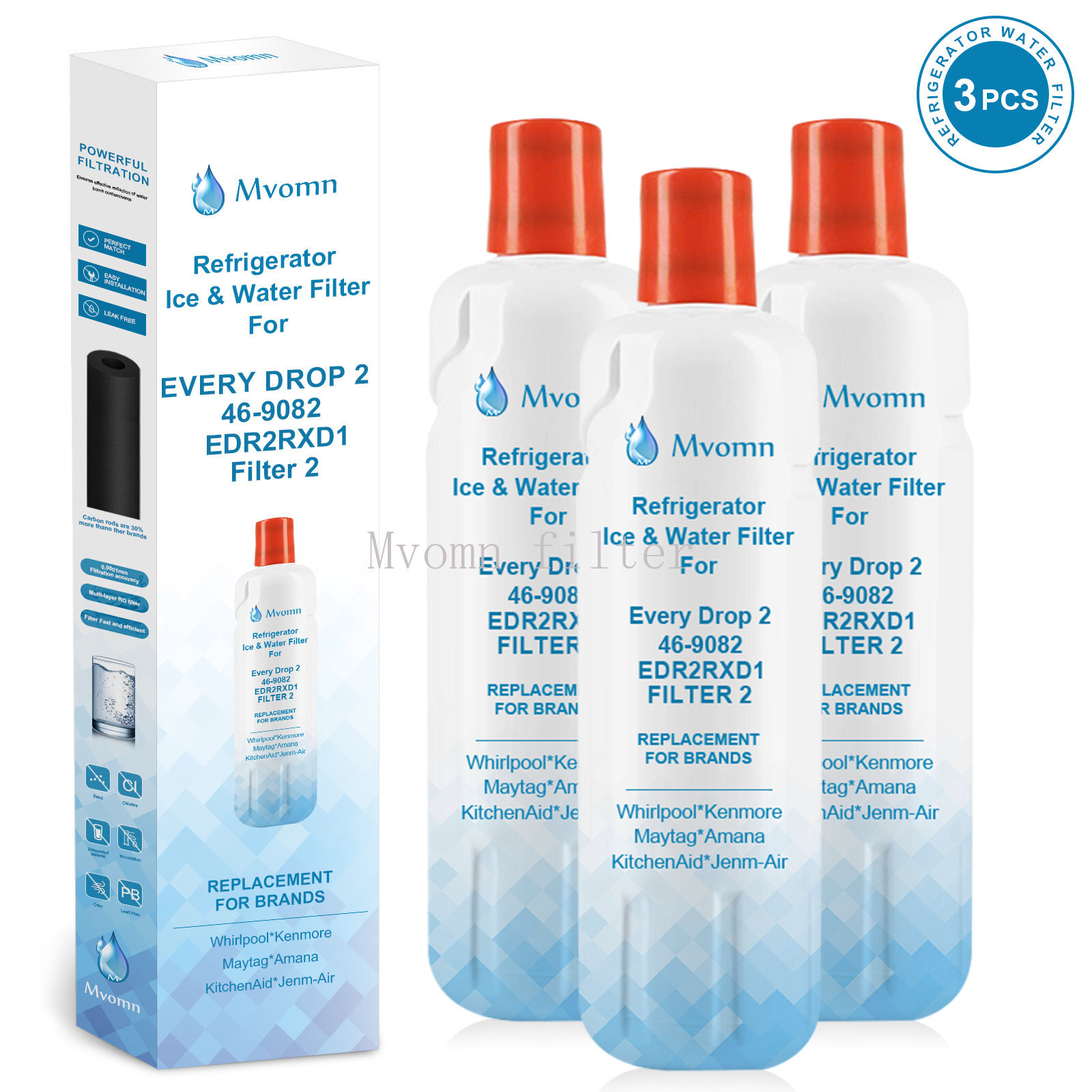 3 Pack Kenmore 9082 Replacement Refrigerator Water Filter for 469082 ...