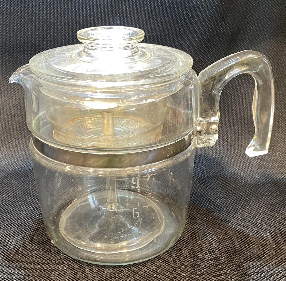 Vintage Pyrex Glass 9 Cup Coffee Pot Flameware Percolator Complete ...