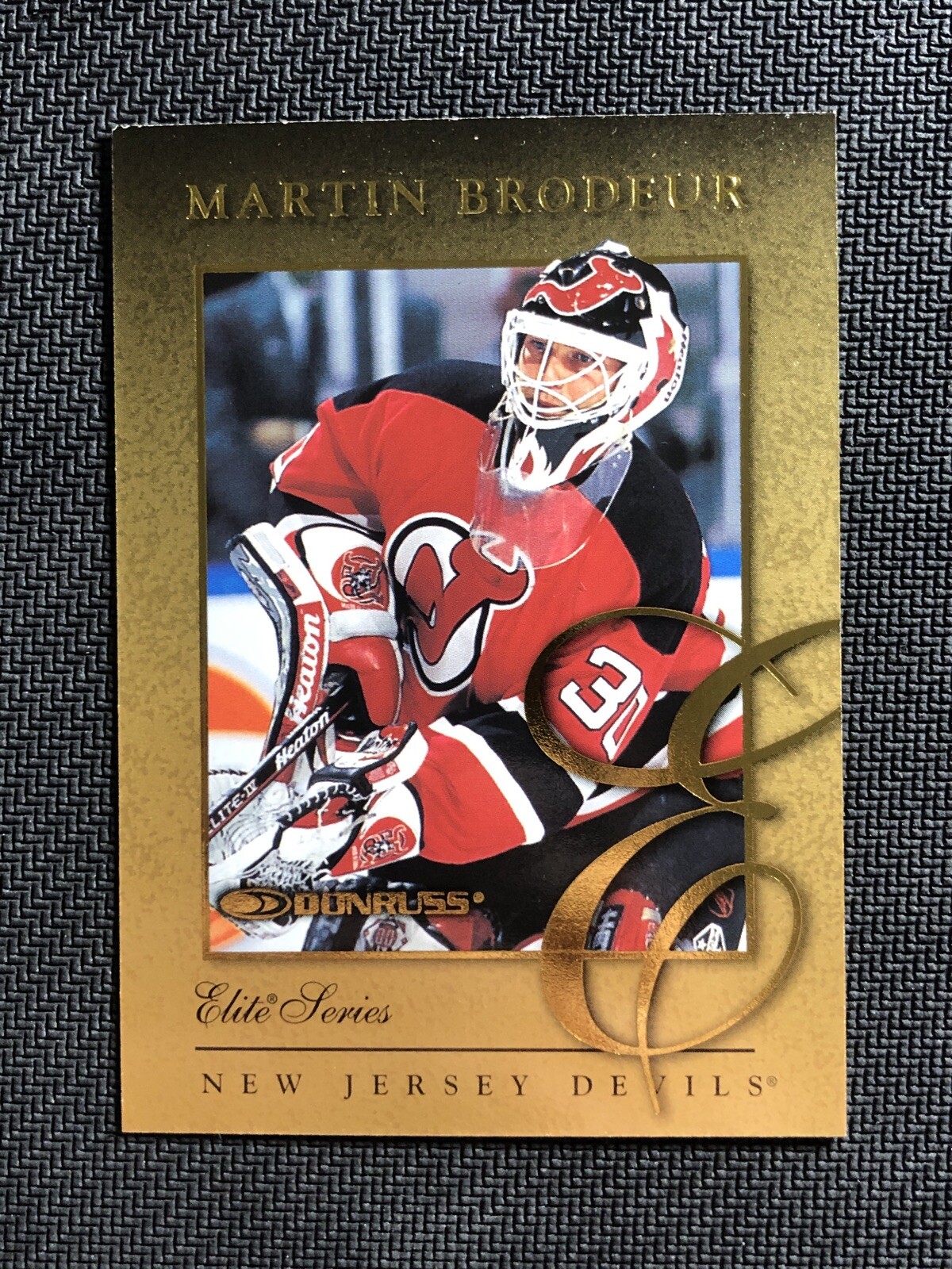 1997-98 DONRUSS ELITE MARTIN BRODEUR ELITE SERIES INSERTS GOLD #ed 713/ ...