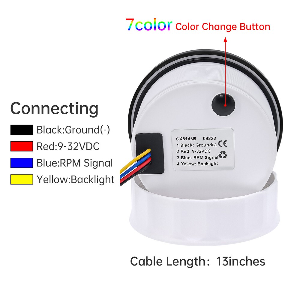 85mm Diesel Engine Tachometer 3000RPM Gauge With Tacho Adapter RPM ...