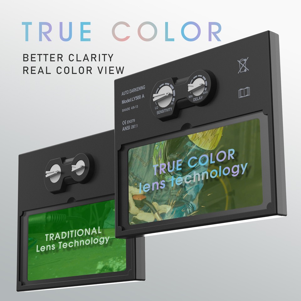 True Color Pro Solar Welder Mask Auto-Dark Welding Helmet Arc/Tig/Mig ...