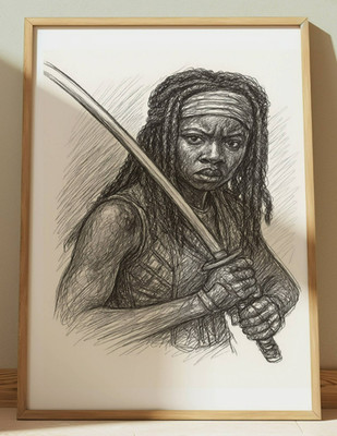 THE WALKING DEAD MICHONNE DRAWING PRINT PORTRAIT SKETCH 8" x 10" | eBay