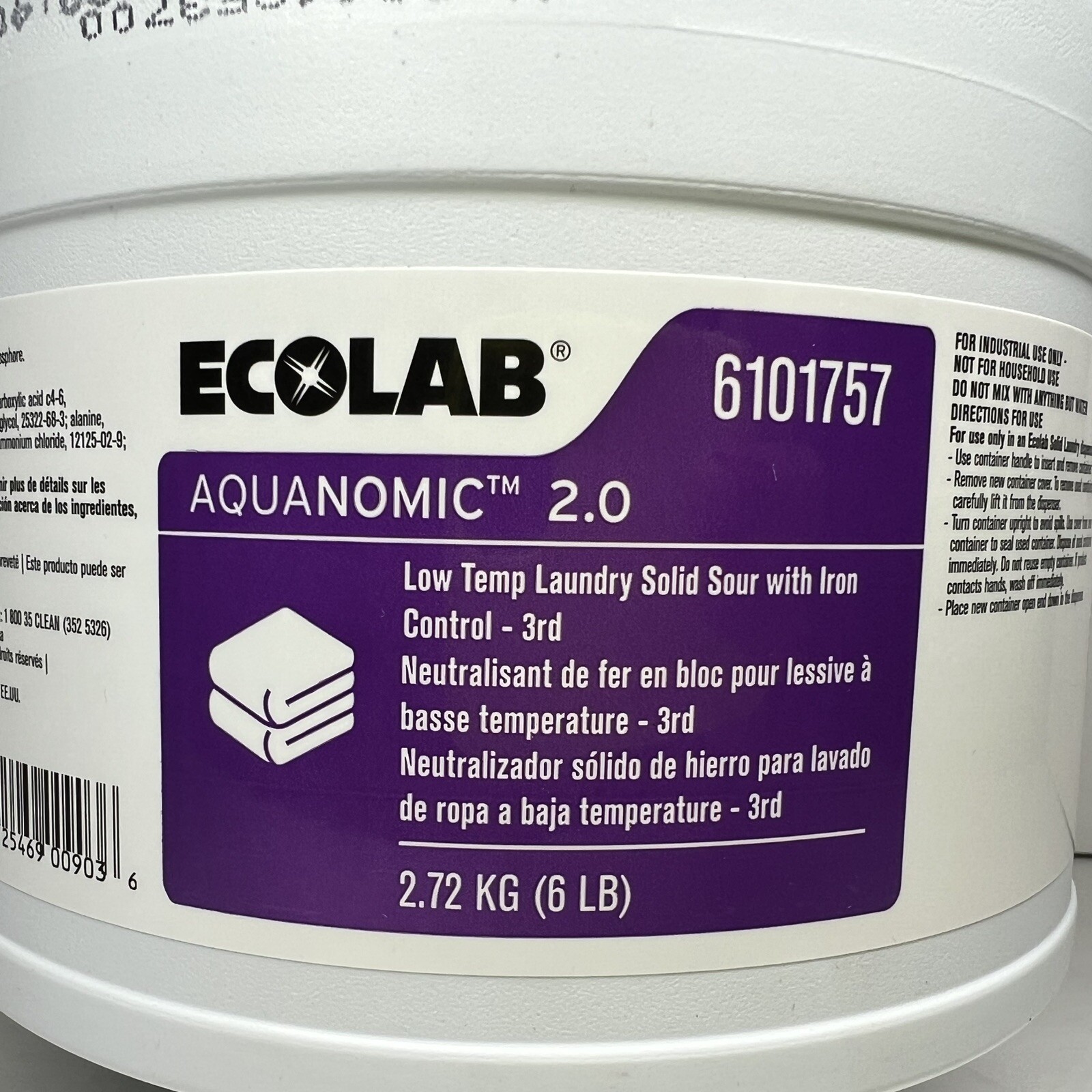 Ecolab Aquanomic 2.0 Low Temp Laundry Solid Sour Iron Control 6lb ...
