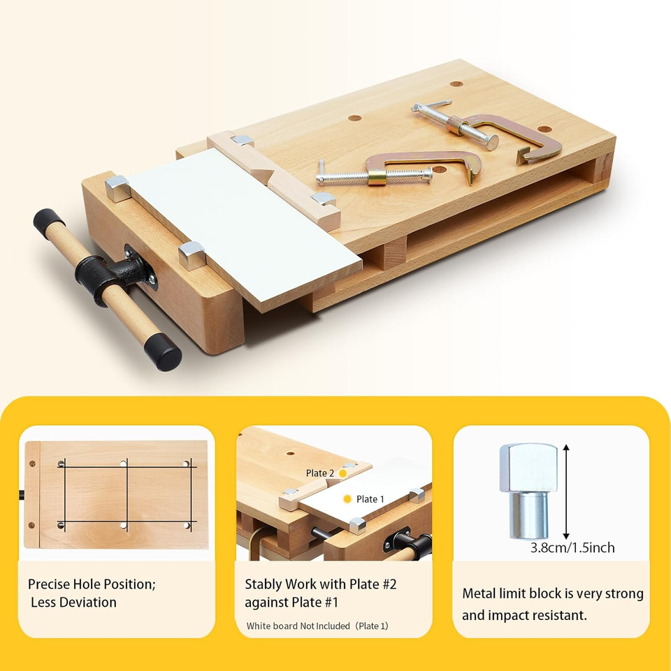 Woodworking Bench Vise - Hard Wood Vise for Workbench with 4 Bench Dogs ...