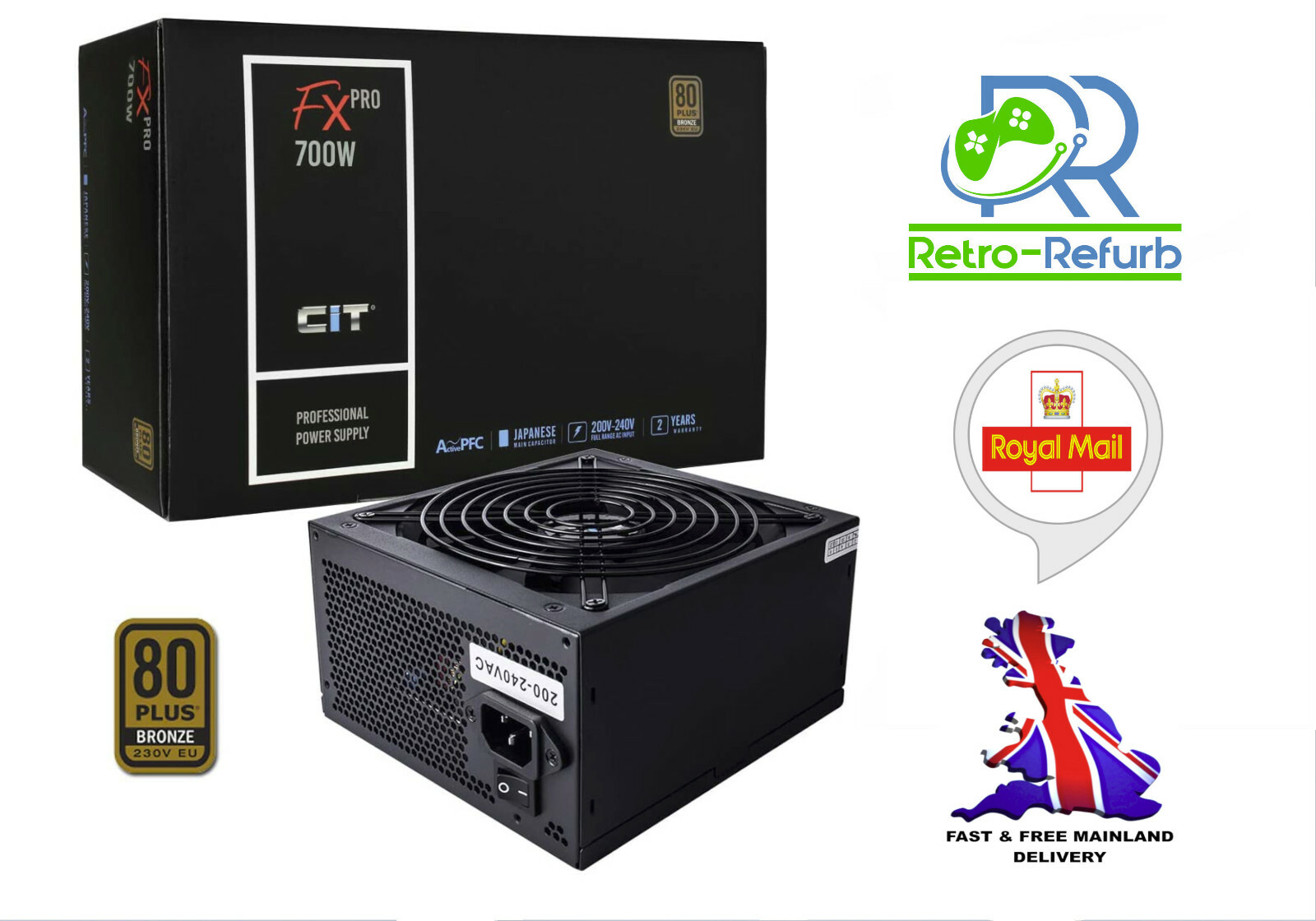 750w 600w 500w EVO LABS Cronus ATX Computer Gaming PC PSU Power Supply ...