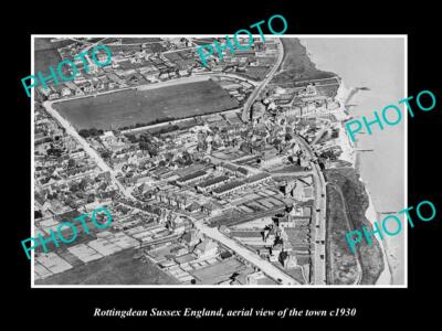 OLD 8x6 HISTORIC PHOTO OF ROTTINGDEAN ENGLAND AERIAL VIEW OF THE TOWN ...