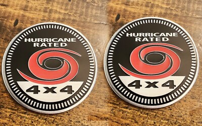 2x HURRICANE Rated 4X4 emblem bagde logo round sticker decal metal ...