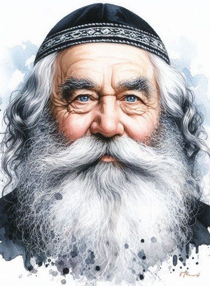 Lubavitch REBBE Portrait Painting Giclee Canvas 16"x20" with mat frame ...