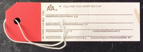 AMERICAN AIRLINES ADDRESS LABEL 1990 - BAGGAGE TAG | eBay