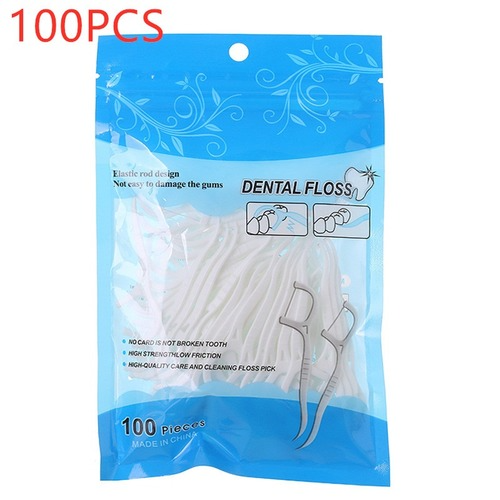 100pcs/bag Dental Flosser Picks Teeth Stick Disposable Floss Thread ...