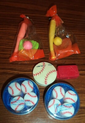 1990s Baseball Erasers Lot Baseball Bat Glove & MLB Logo | eBay