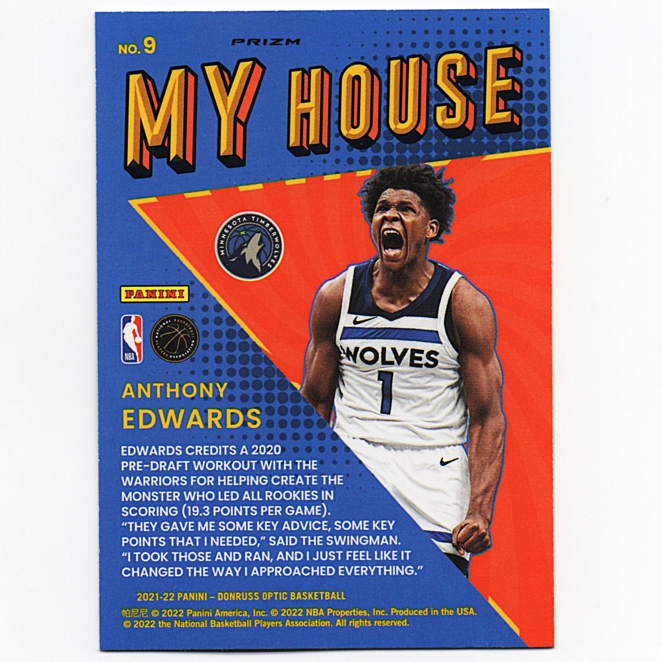 Anthony Edwards My House Purple Prizm Refractor Minnesota Timberwolves ...