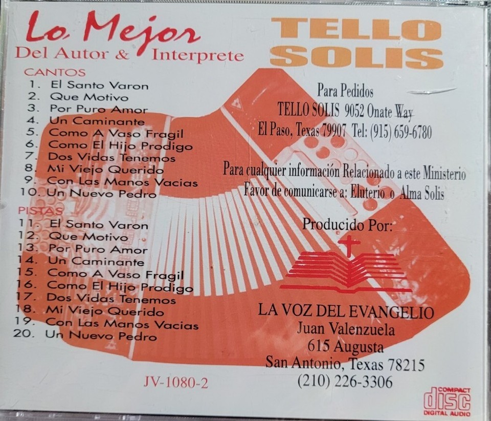 Lo Mejor Del Autor & Interprete Tello Solis Con Musica Norteña CD | eBay