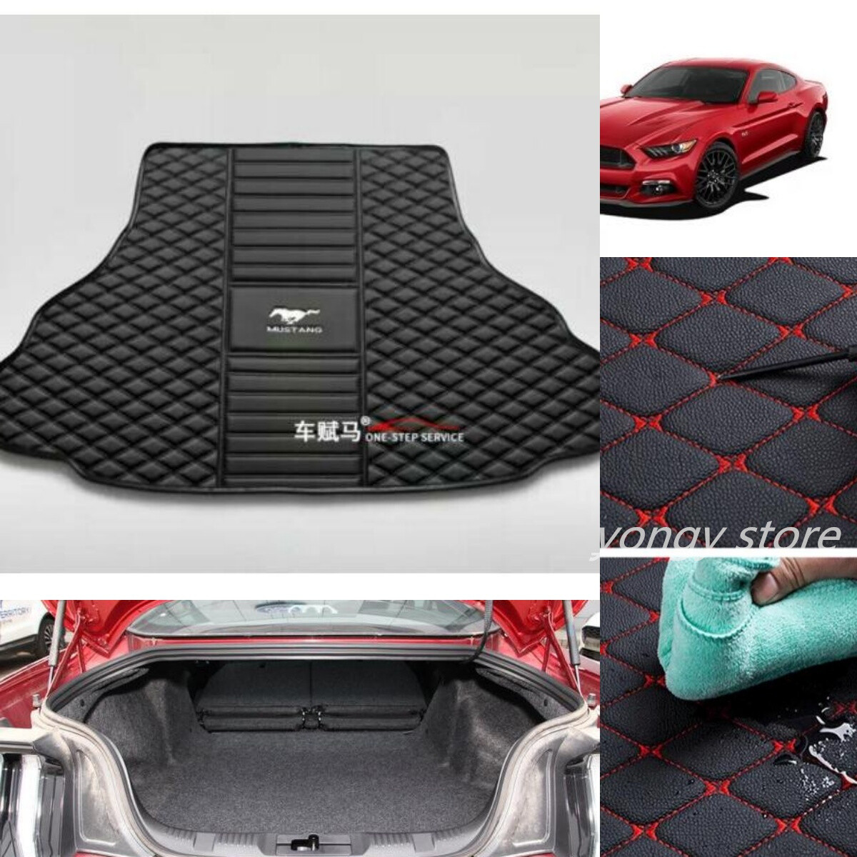 For Ford Mustang 1994-2024 Custom Cargo Rear Carpets Car Trunk Mats ...