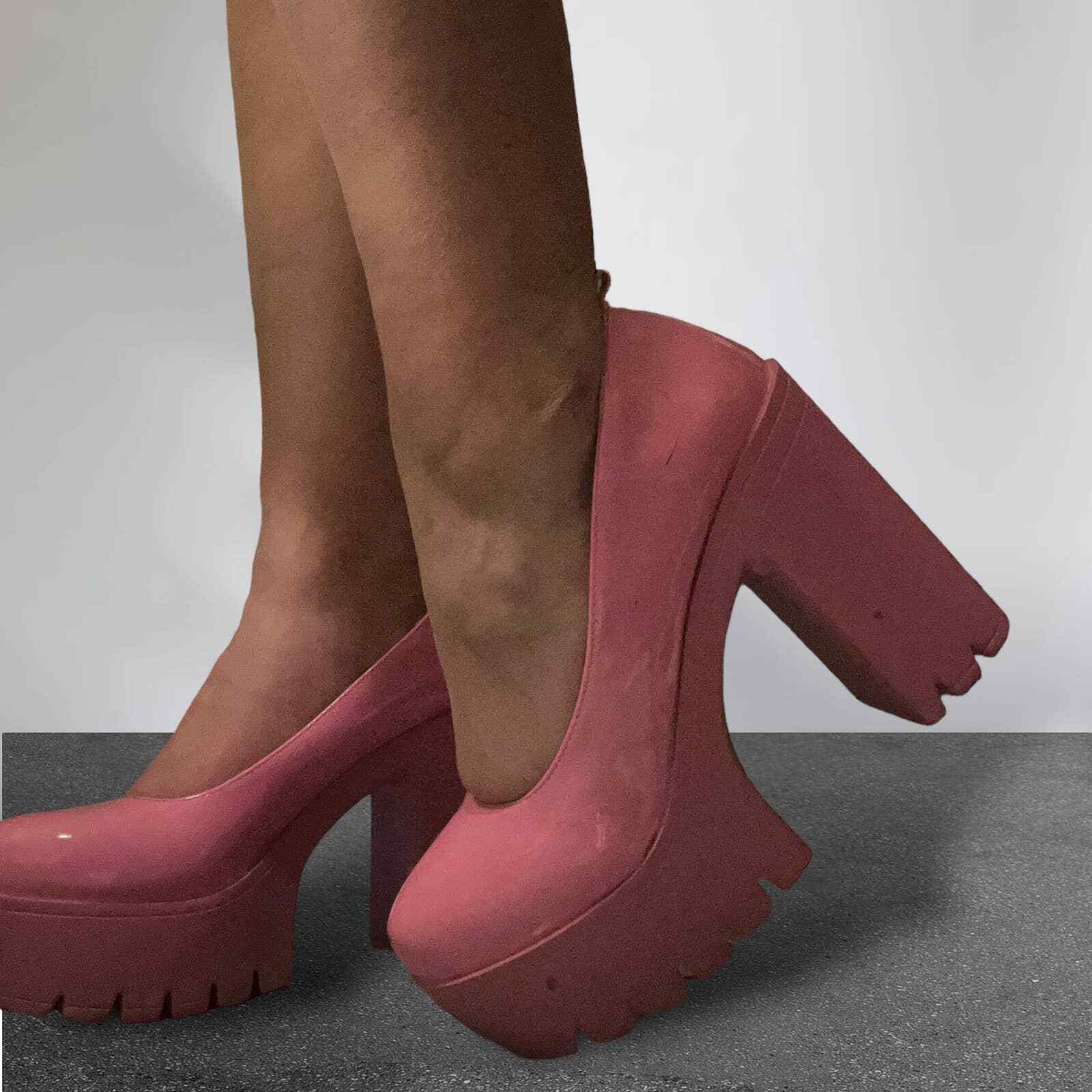 Barbie Pink Platform Faux Leather Platform Chunky Hee… - Gem