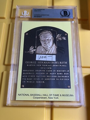 Babe Ruth Handwriting Beckett Authentic “100” Babe Ruth Wrote 100 And ...