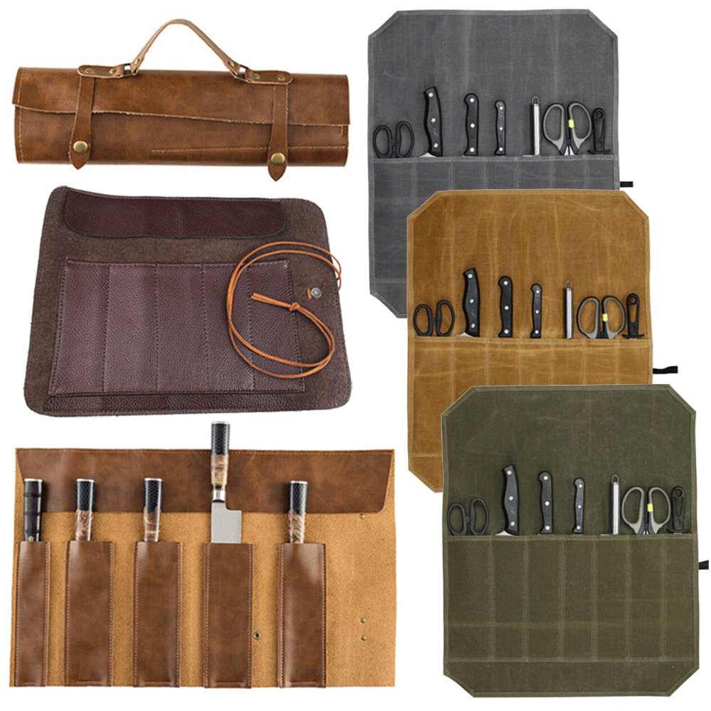Kitchen Knives Organizer Pocket Knife Roll Up Bag Portable Pouch 5 or 7 ...
