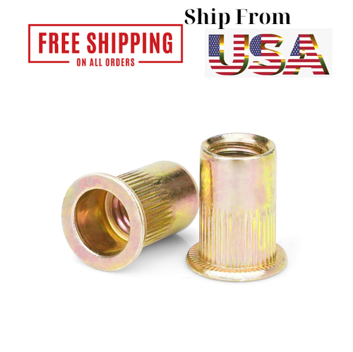 50 Pieces 5/16"-18, Rivet Nut, Carbon Steel Flat Head Rivnut Threaded ...