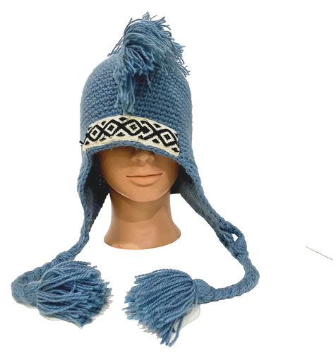 PERUVIAN STYLE Cap Hat Beanie Colorful Aztec Mohawk Tassels Acrylic ...