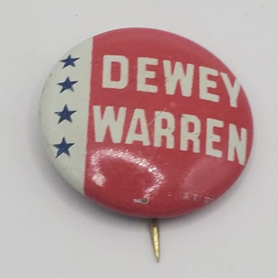 1948 Dewey Warren Political Presidential Campaign Pinback Button Old ...