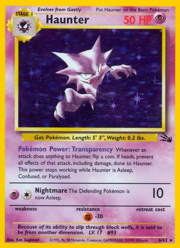 Haunter - 6/62 - Pokemon Fossil Unlimited Holo Rare Card WOTC NM | eBay