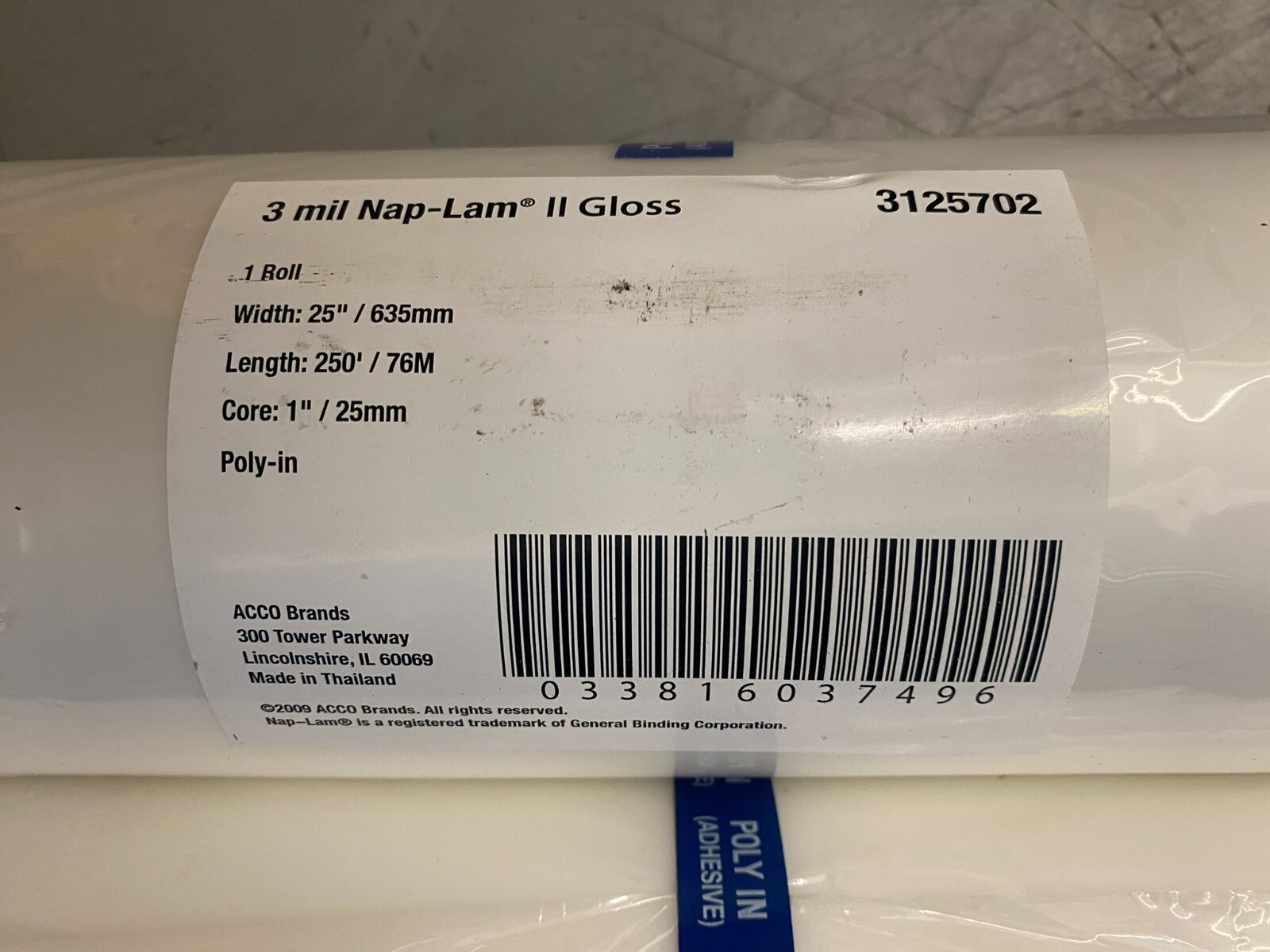 ACCO BRANDS GBC THAILAND 3125702 3 MIL CLEAR NAP-LAM II GLOSS 25"X 250 ...
