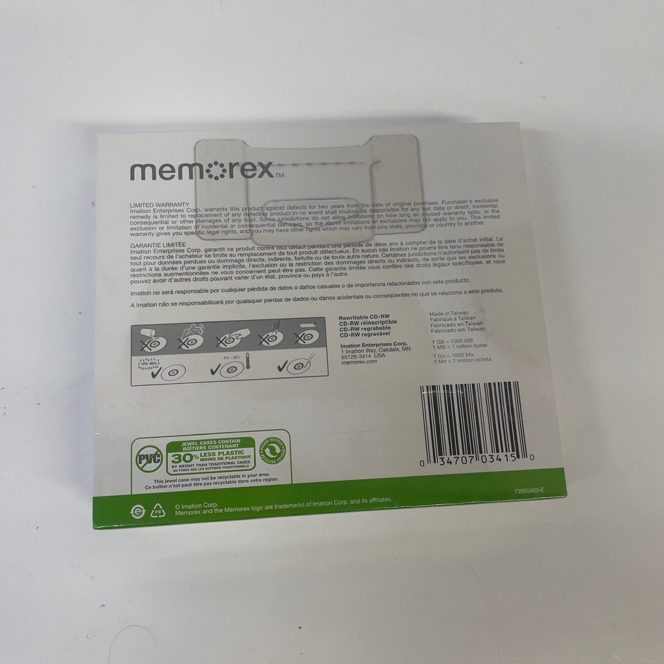 MEMOREX Blank CD-RW 12x-700MB/Mo-80 Min 5-Pack Wit Jewel Cases - SEALED ...