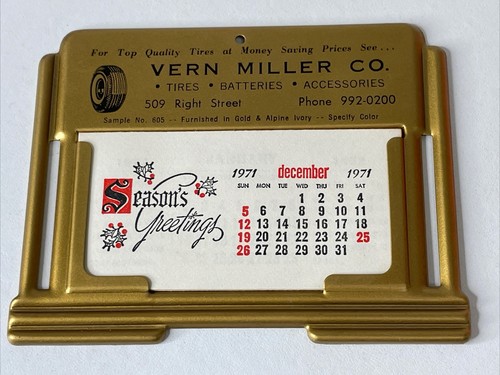 Vintage 1971 “VERN MILLER CO. ” Metal Desk Salesman Sample Calendar | eBay